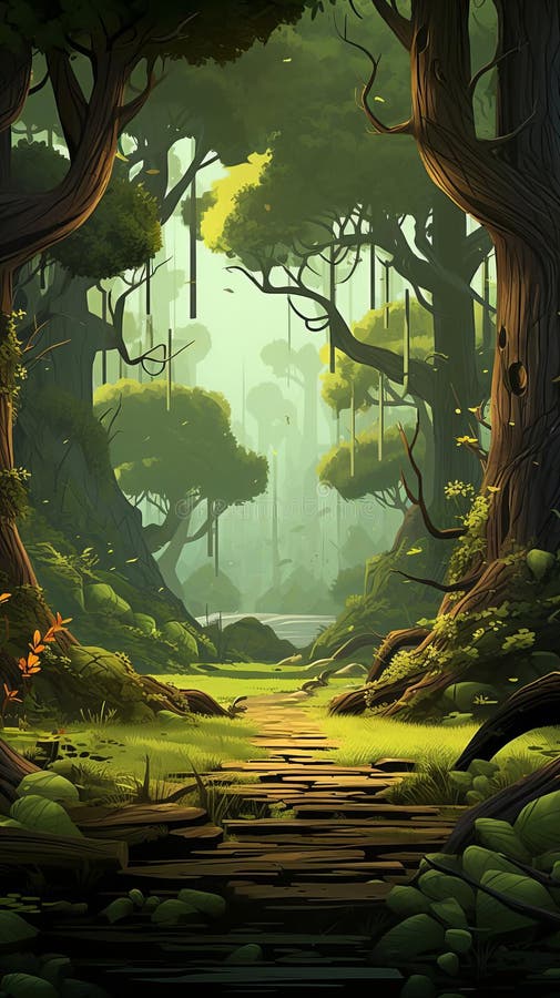 Creating a Rough-edged 2d Animation Forest during the Day Stock ...