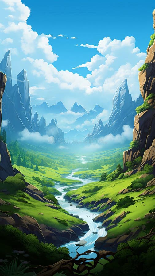 Creating a Rough-edged 2d Animation Valley during Day Time Stock ...