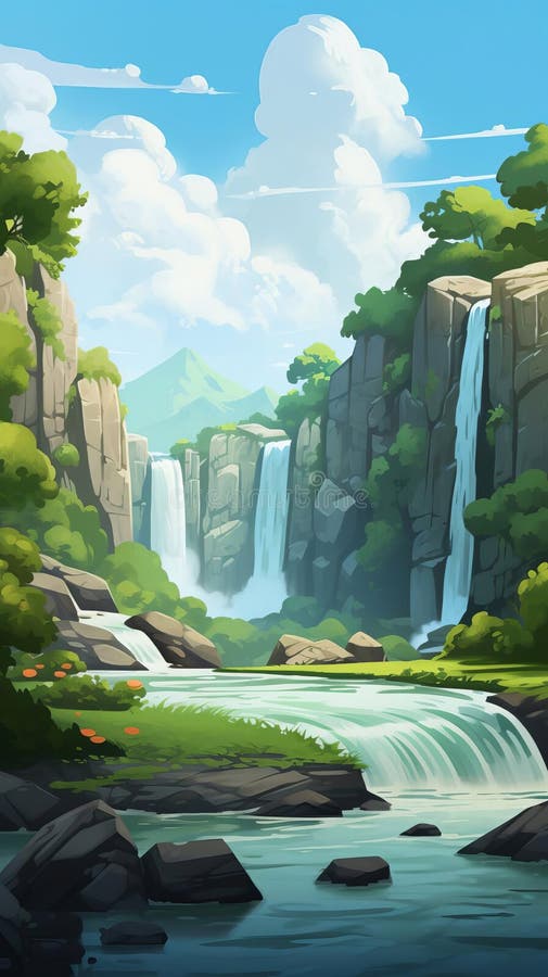 Creating a Rough-edged 2d Animation Lagoon during Day Time Stock ...