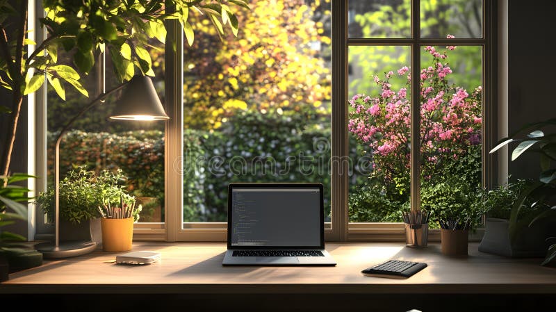 Creating a Serene and Productive Workspace Embracing Nature with Plants ...
