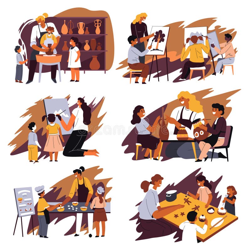 Pottery Lessons and Classes for Making Pots Vector Stock Vector ...