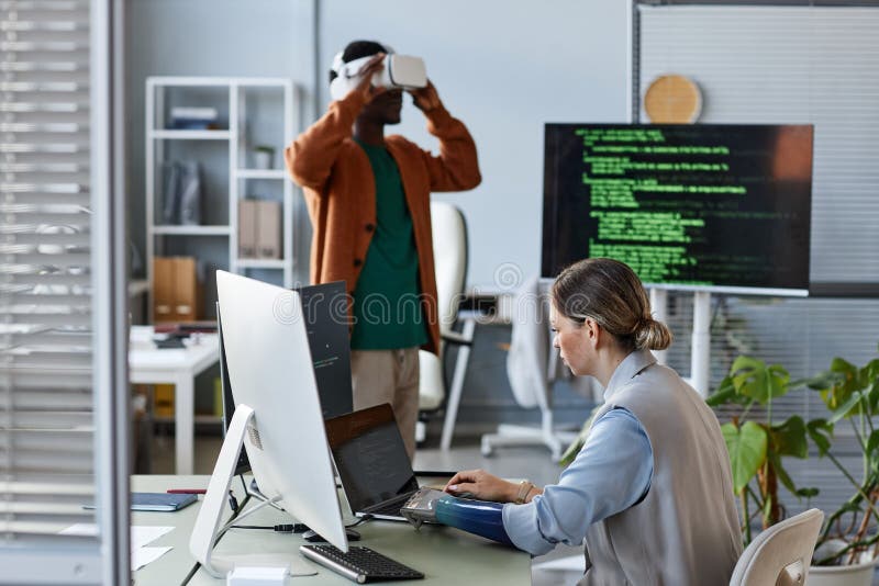 Creating Software for VR Headset Stock Image - Image of communication ...