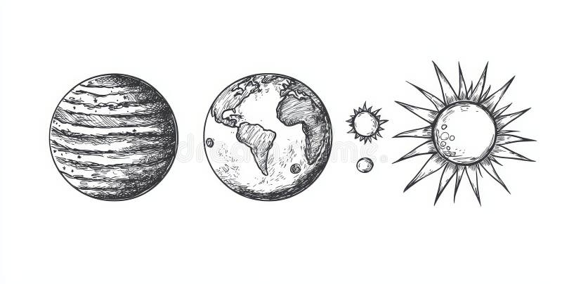 Creating Space Doodles. Drawing Planets, Sun, Moon and Earth in Space ...