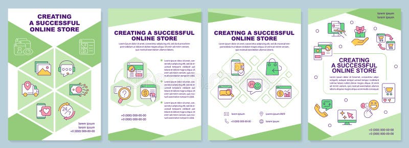 Creating Successful Online Store Green Brochure Template Stock ...