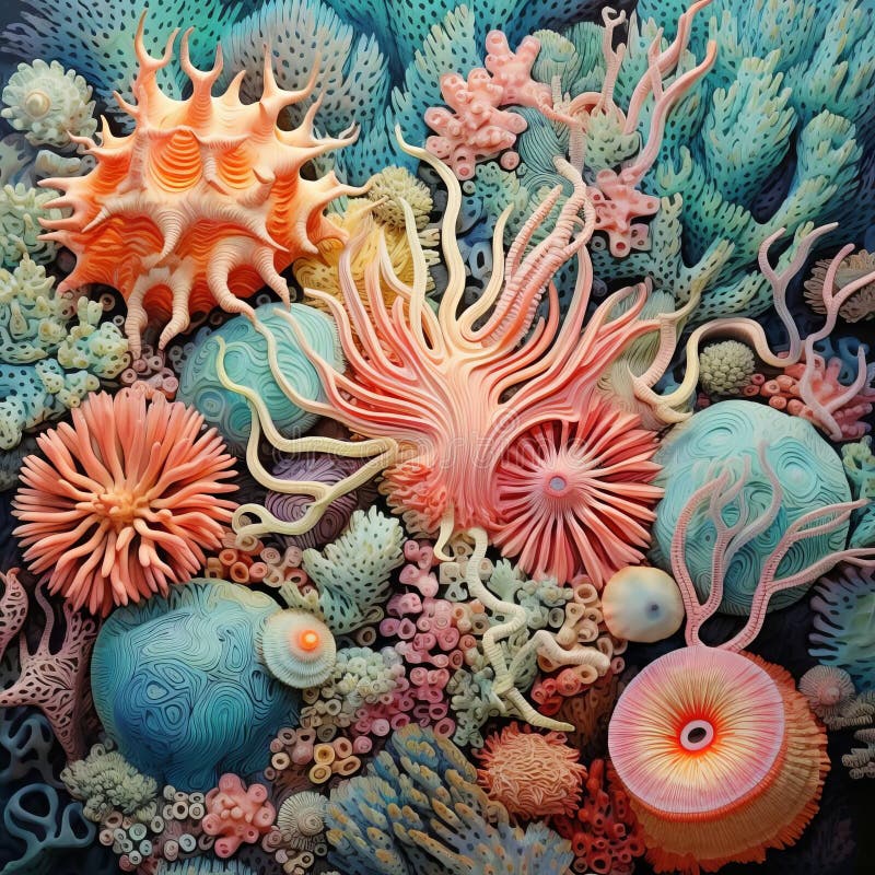 Creating a Textured Coral Art Piece with Central Elevation Stock ...