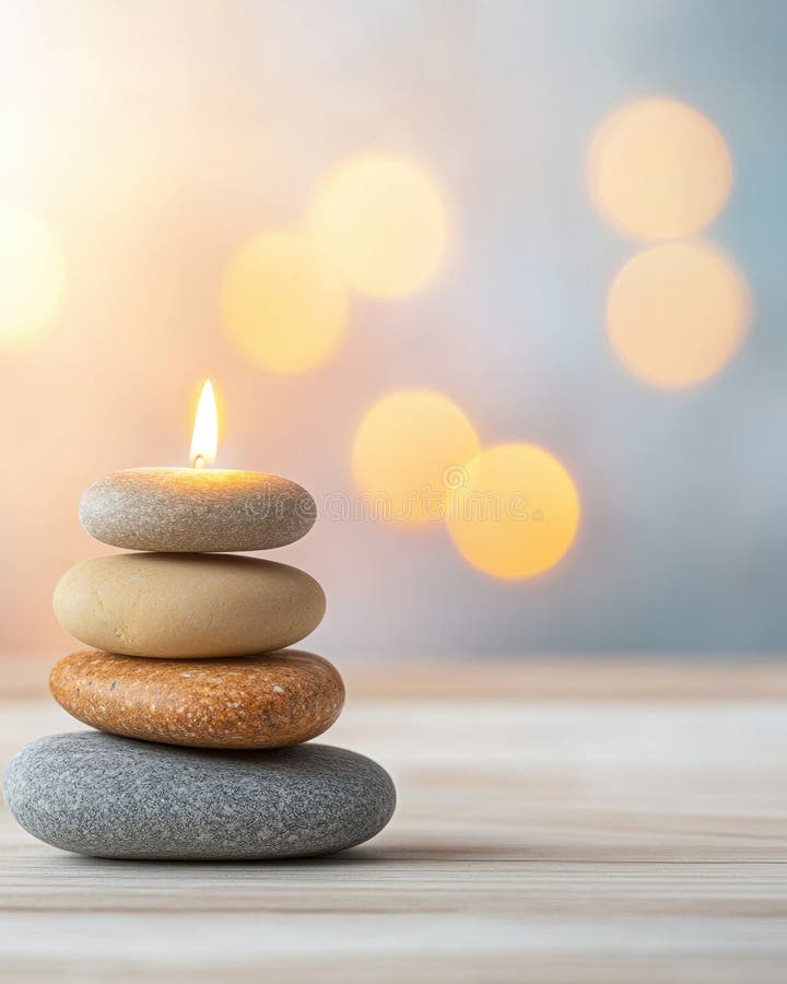 Creating Tranquility with Stones and Candlelight in a Serene Setting ...