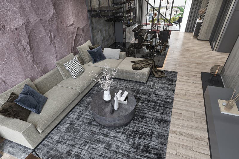 Creating a Unique Space Living Room Interior Design in Industrial Style ...