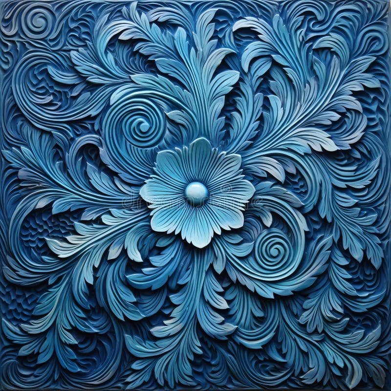 Creating a Unique Textured Blue Art Piece with Patterns Stock ...