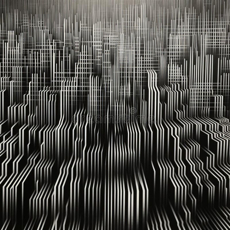Creating Unique Wavey Barcode Art with Black and White Ink Stock ...