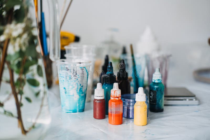 Creating Vibrant Epoxy Resin Art with Various Pigments and Tools in a ...