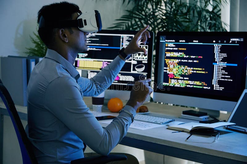 Creating Virtual Reality App Stock Photo - Image of engineer, indian ...