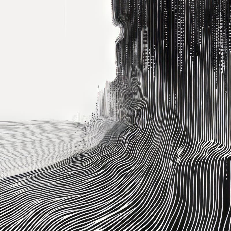 Creating Wavey Barcode Art with Black and White Ink Stock Illustration ...