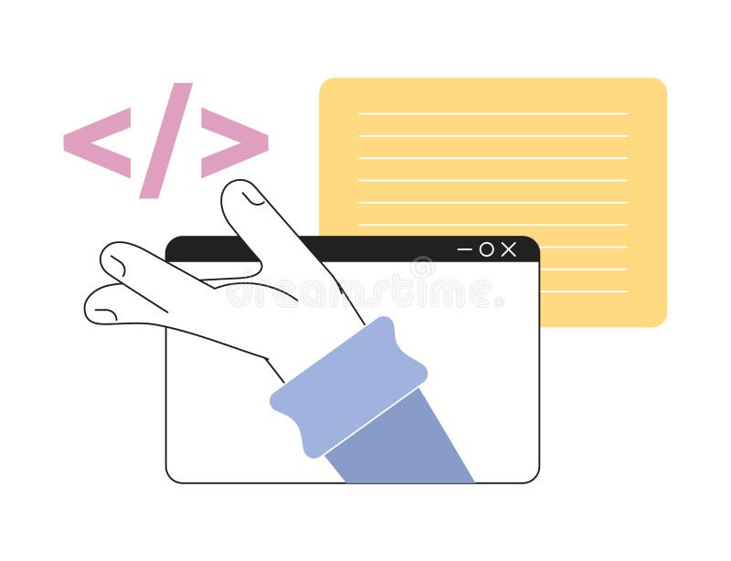 Creating Website Script Line Concept Vector Spot Illustration Stock ...