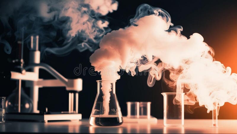 Creating White Smoke in a Laboratory Stock Illustration - Illustration ...