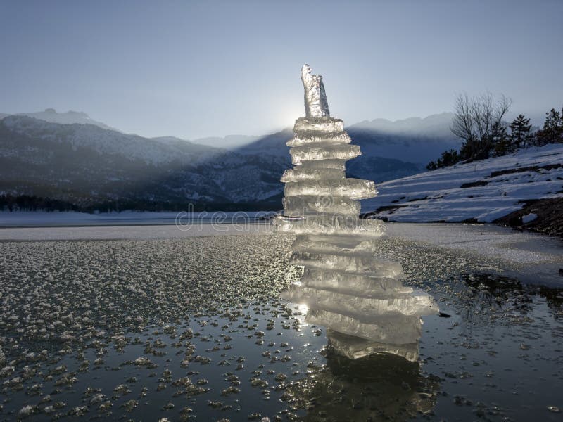 Ice Sheets in Frozen Lake at Lake Baikal, Russia Stock Photo - Image of ...