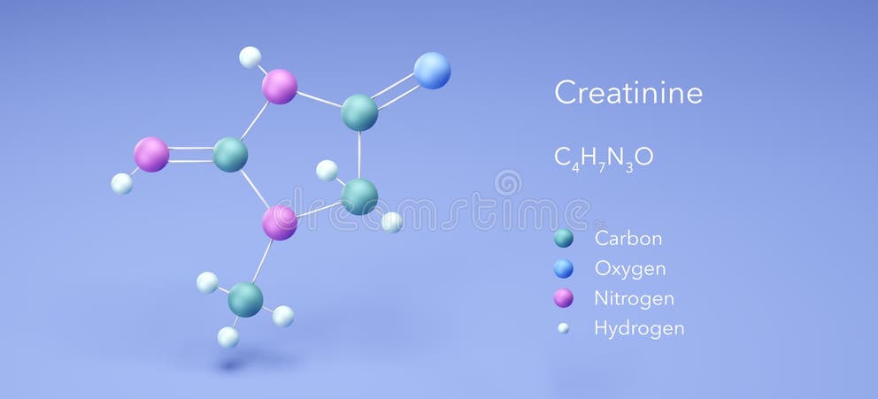 Creatinine. Molecular Structures, 3d Rendering, Structural Chemical ...