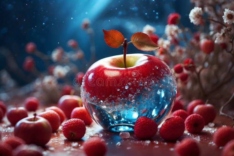 Creation of Apple Made of Crystal and Infused with Tiny Apple and ...