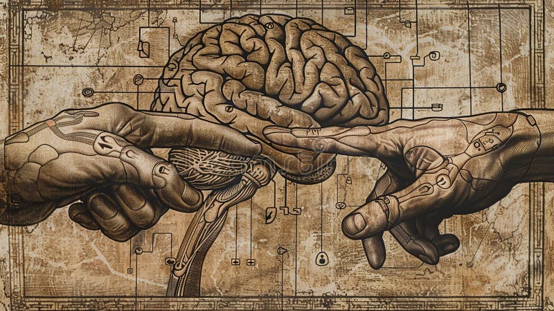 Creation of the Brain: a Digital Renaissance Stock Illustration ...