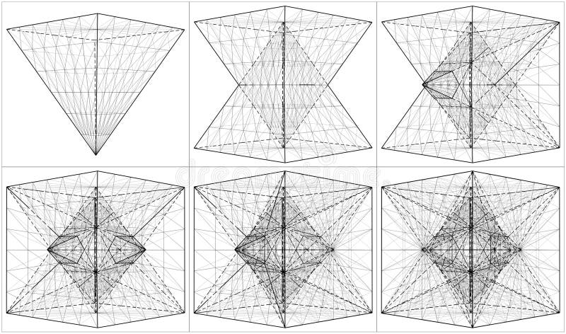 Geometric Creation of Cube and Pyramid on Its Six Sides Vector Stock ...