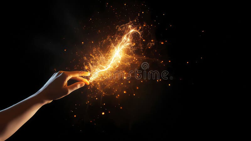The Creation. Hand Reaching Out Over a Void, with a Spark of Life ...