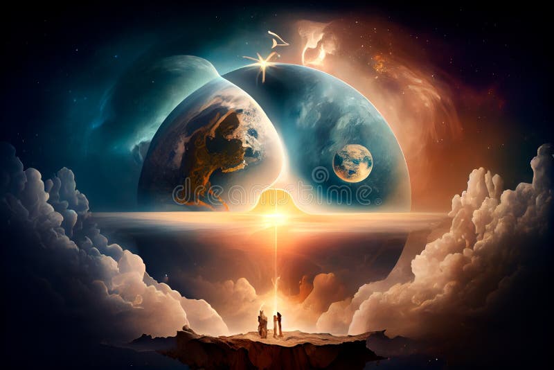 Creation of Heaven and Earth . Generative AI Stock Illustration ...