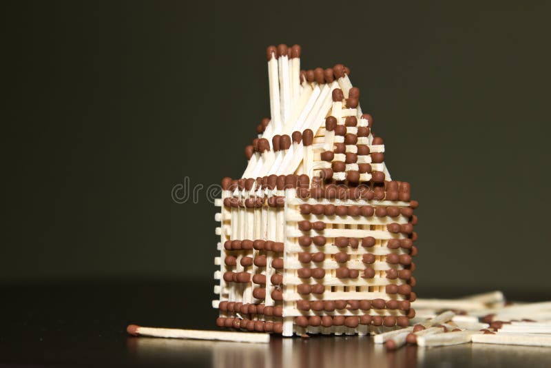Big and Small House Made of Matches. Stock Image - Image of match ...