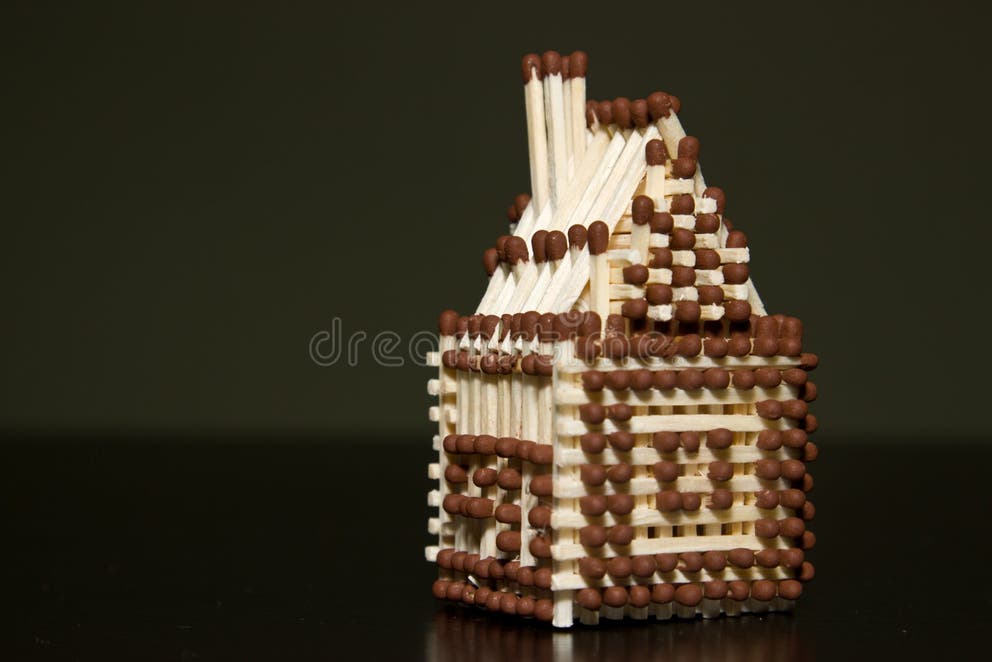 Creation house of matches. stock image. Image of construction - 85891625