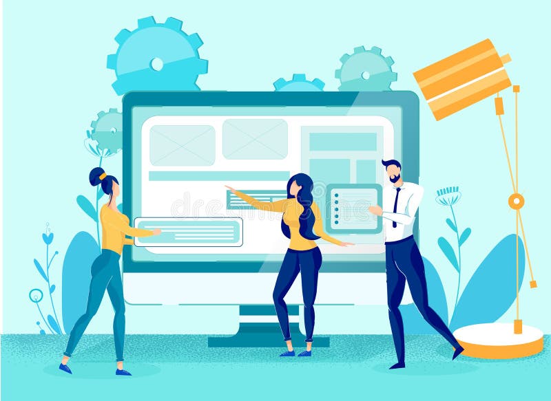 Creation Modern Computer Website Process Cartoon Stock Illustration ...