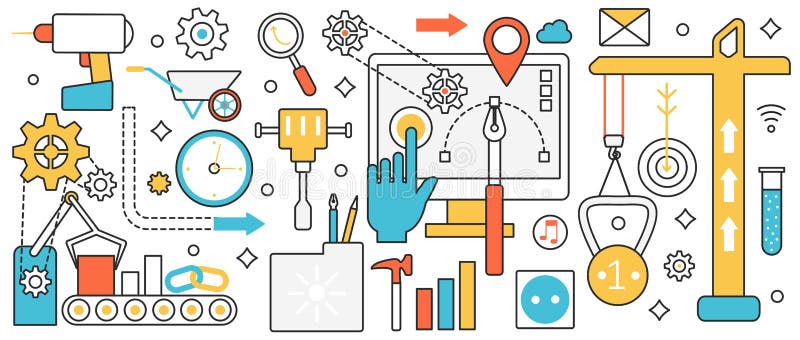 Building Process on City Construction Site with Materials and Equipment ...