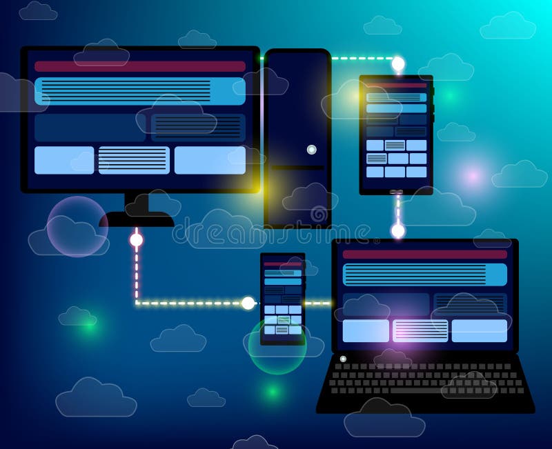 Creation Responsive Internet Website for Multiple Platforms. Stock Vector - Illustration of code ...