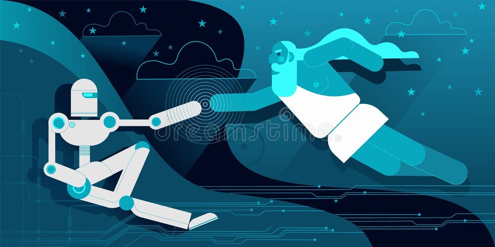 The Creation of robot Adam stock illustration. Illustration of friendly ...