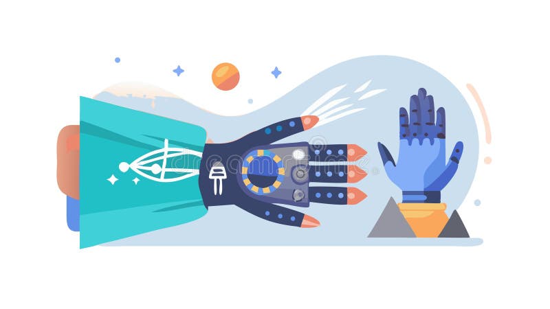 Creation of a Robotic Hand, Human-AI Collaboration Vector, Vector ...