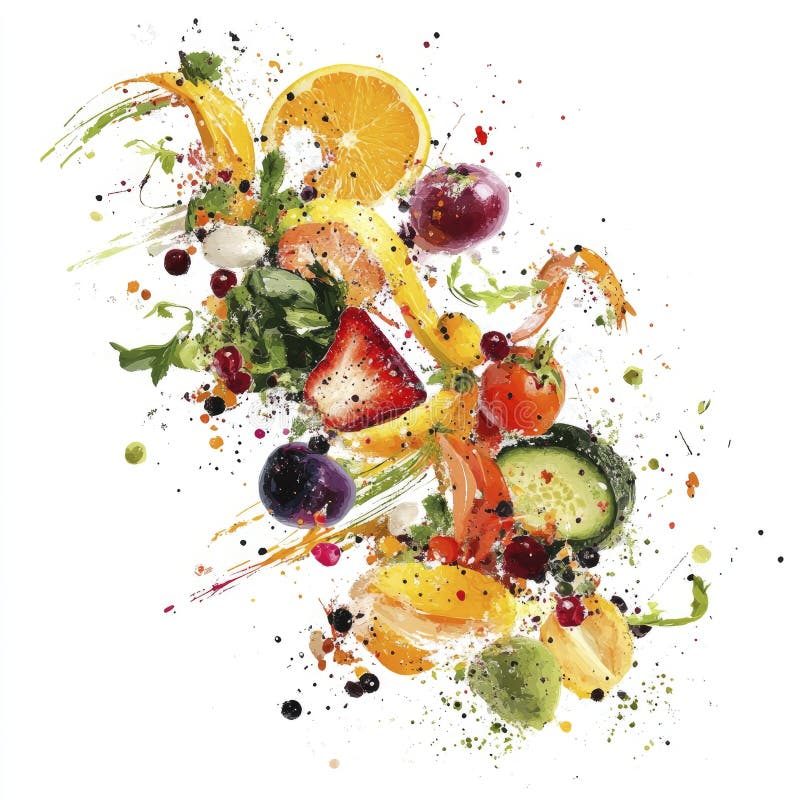 A Creative Abstract Arrangement of Fruits and Vegetables with ...
