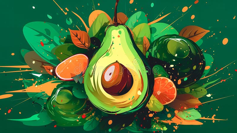 Creative Abstract Background with Avocado, Generative AI. Stock ...