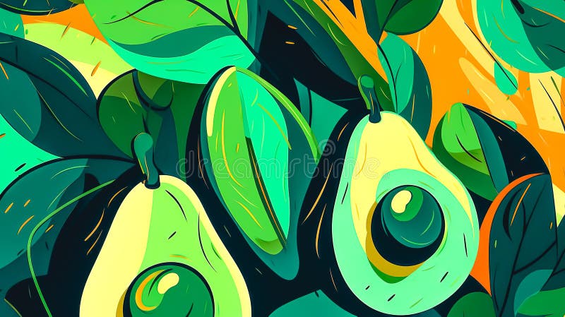 Creative Abstract Background with Avocado, Generative AI. Stock ...