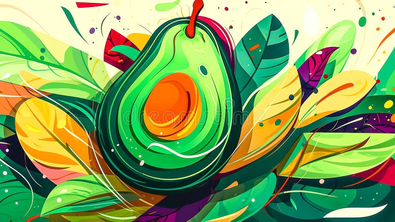 Creative Abstract Background with Avocado, Generative AI. Stock ...