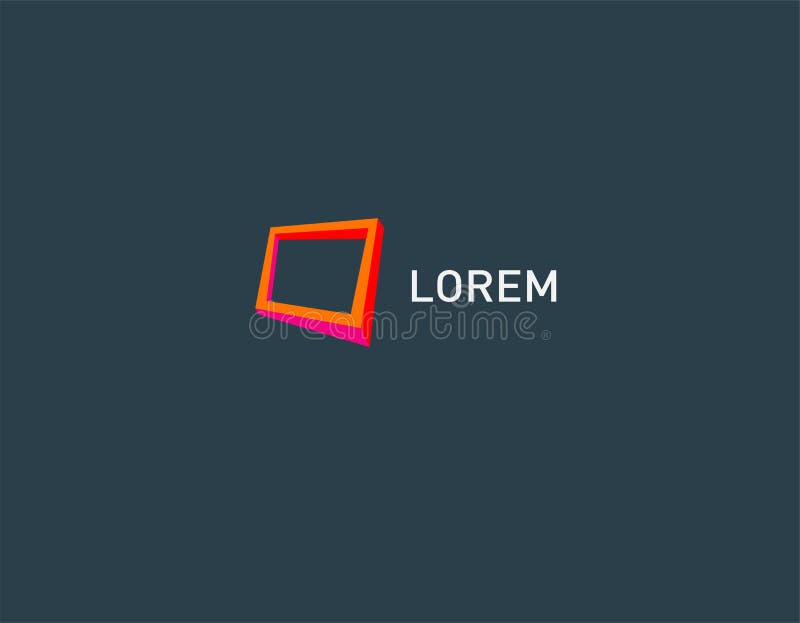 Creative Abstract Bright Logo Icon Rectangle 3d Frame Stock Vector ...