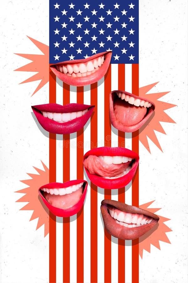 Creative Abstract Collage Artwork of Many Lips Greeting Congratulate ...