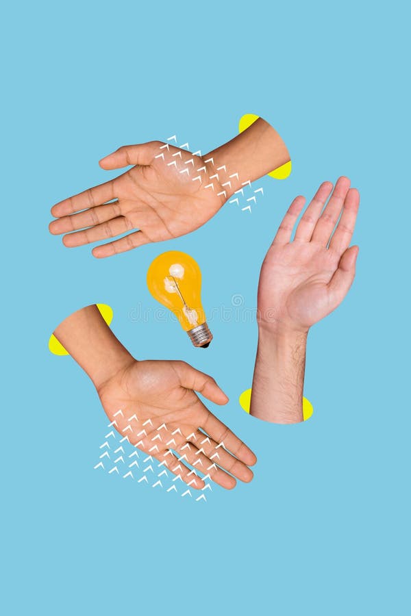 Creative Abstract Collage of Hands Waving Show High Five Team Work ...