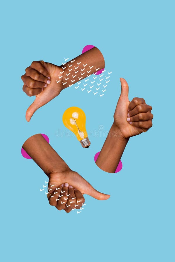 Creative Abstract Collage of Human Hands Showing Like Symbol Around ...