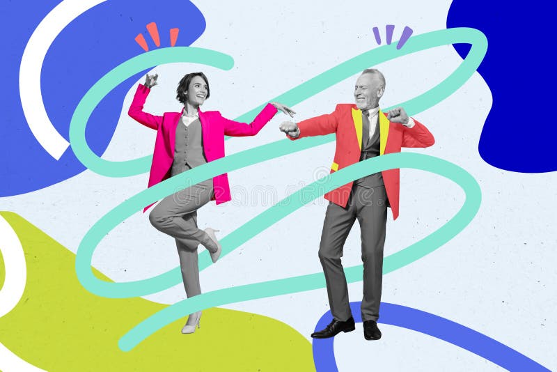 Creative Abstract Collage Template Graphics Image of Carefree Guy Lady ...