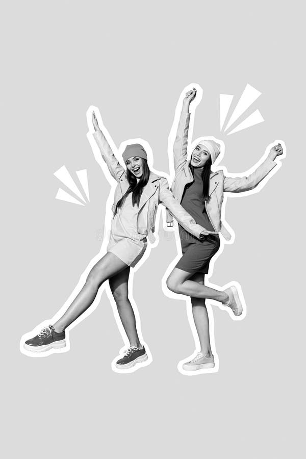 Creative Abstract Collage Template Graphics Image of Funny Funky Ladies ...