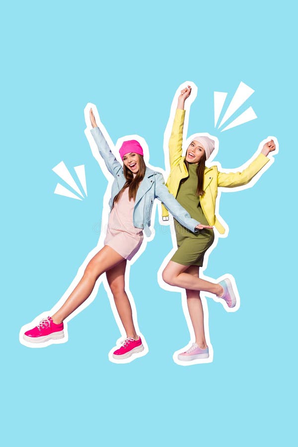 Creative Abstract Collage Template Graphics Image of Funny Funky Ladies ...