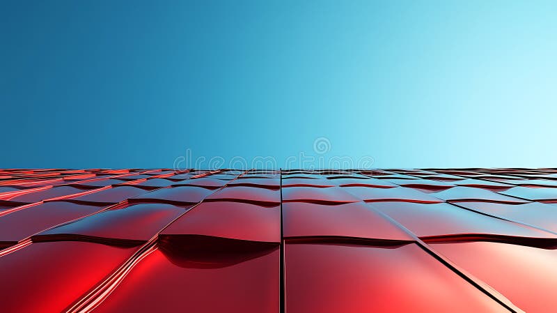 A Mesmerizing View of Ruby Tiles Under a Radiant Blue Sky, Creating an ...