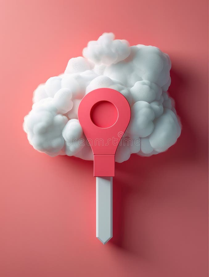 Creative Abstract Concept Of Key And Cloud Representing Cloud Computing Data Security And