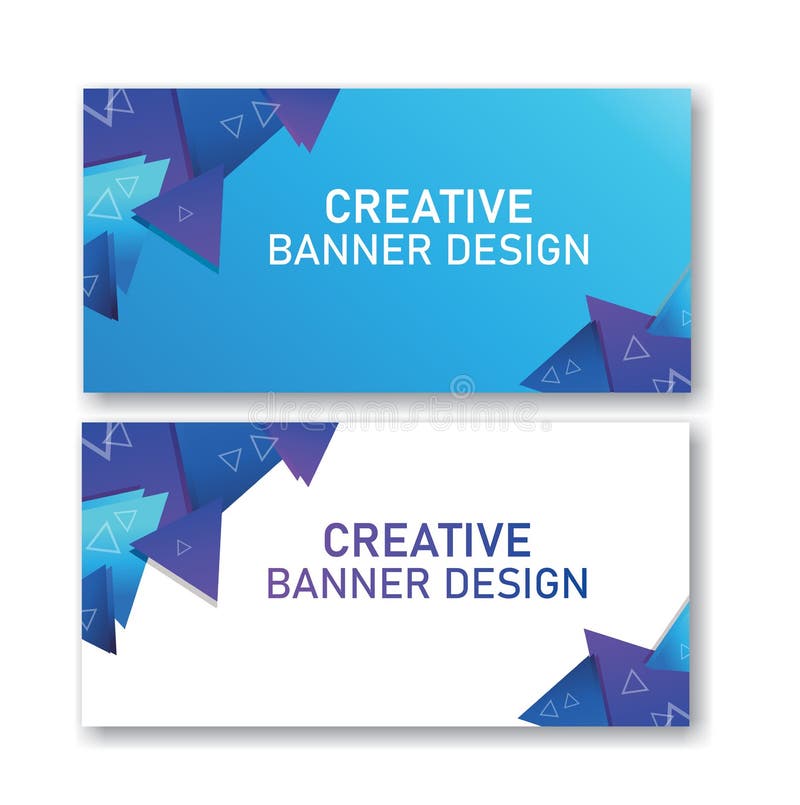Creative Abstract Design Blue Purple Triangle Unique Banner Stock ...