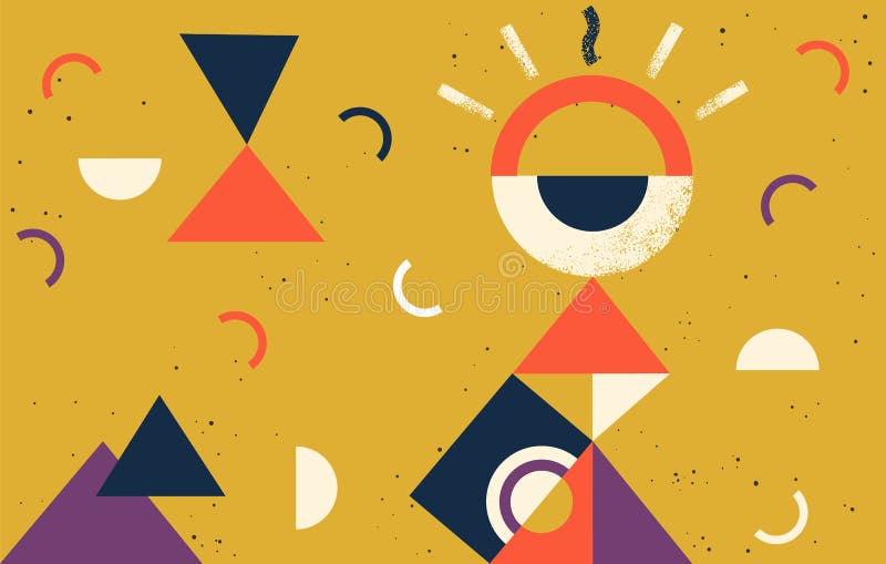 Creative Abstract Design Decorated Flat Vector Background with Figures ...