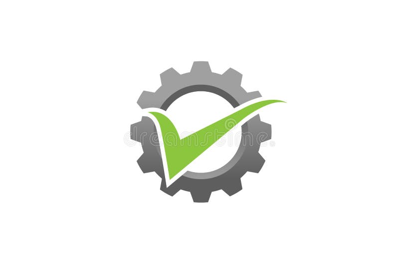 Creative Abstract Gear Green Check Logo Design Illustration Stock ...