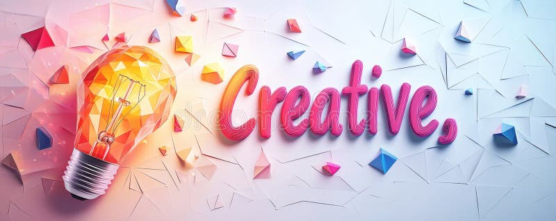 Creative Abstract Geometric Background with Colorful Light Bulb ...