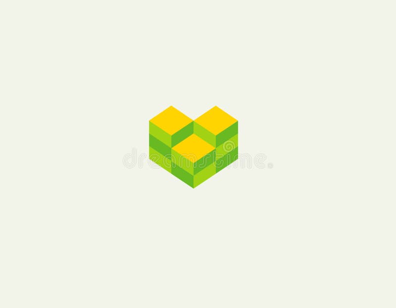 Creative Abstract Geometric Bright Logo Icon Heart of Rectangular 3d ...